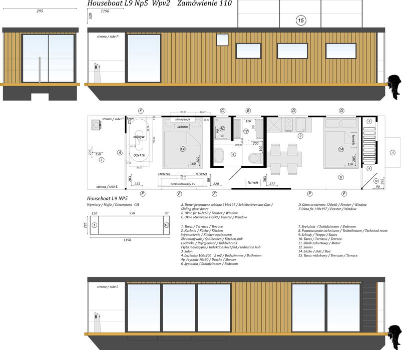 NAUTIA L9 Houseboat Hausboot Dom na wodzie Pływający łódź Jacht ...