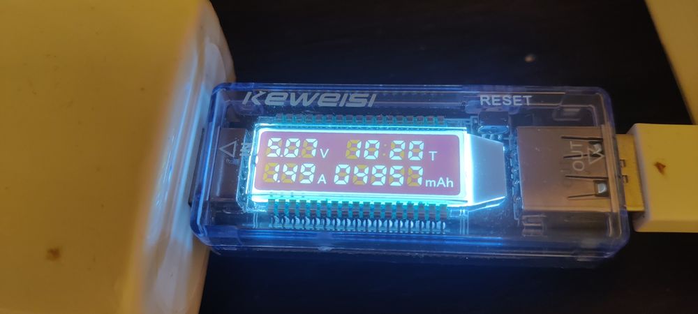 Battery Tester USB Transparent Blue Voltmeter Current Capacity Charger ...