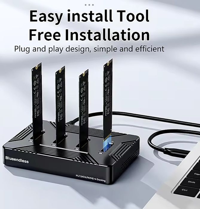 Док-станция 32TB Blueendless 4 диска-SSD M.2 NVMe+M.2 SATA USB Type-C: 3 449 грн. - Периферийные ...