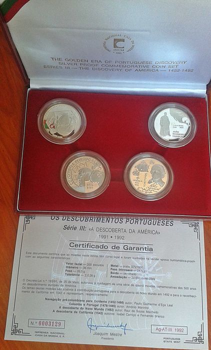 Moedas PRATA Proof Descobrimentos Portugueses III. Silver Coin Set x4 ...