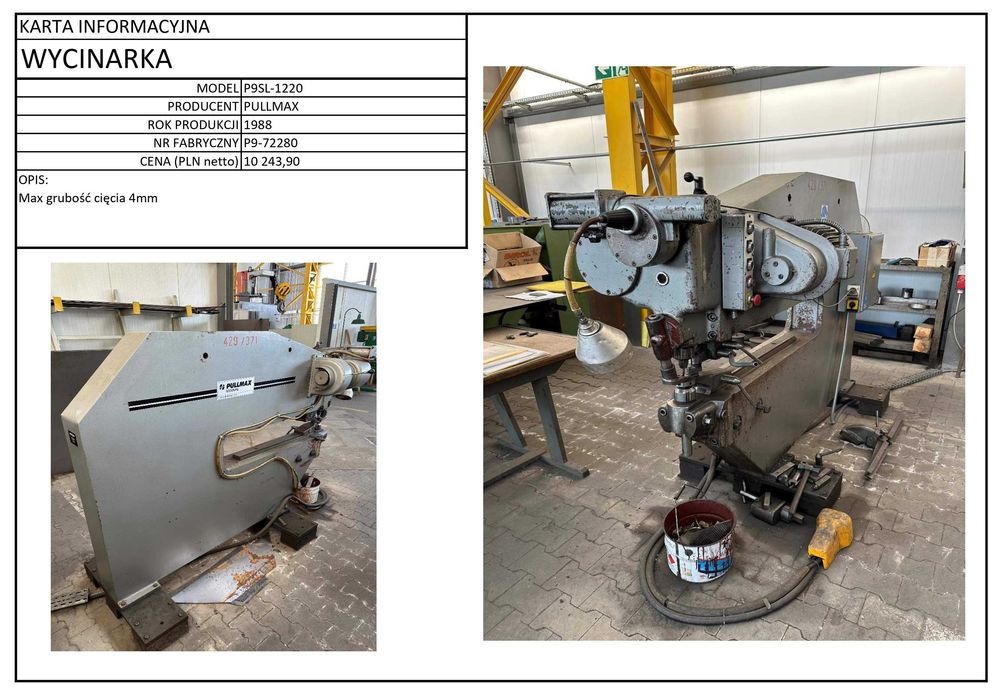 Wycinarka do blach P9SL-1220 PULLMAX Trzeciewiec • OLX.pl