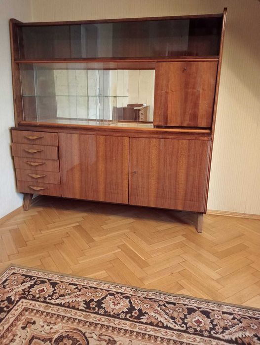 Komplet mebli PRL - kredens + pomocnik + biblioteczka Wrocław Fabryczna • OLX.pl