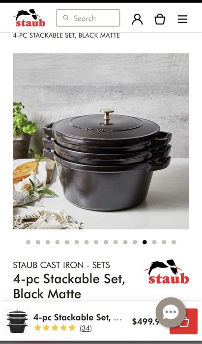 Staub Stackable Cocotte Set , zestaw garków żeliwnych (jak Le Creuset ...