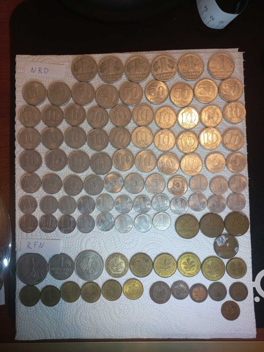 Monety Marka NRD RFN Frank belgijski francuski Korona czechosłowacka ...