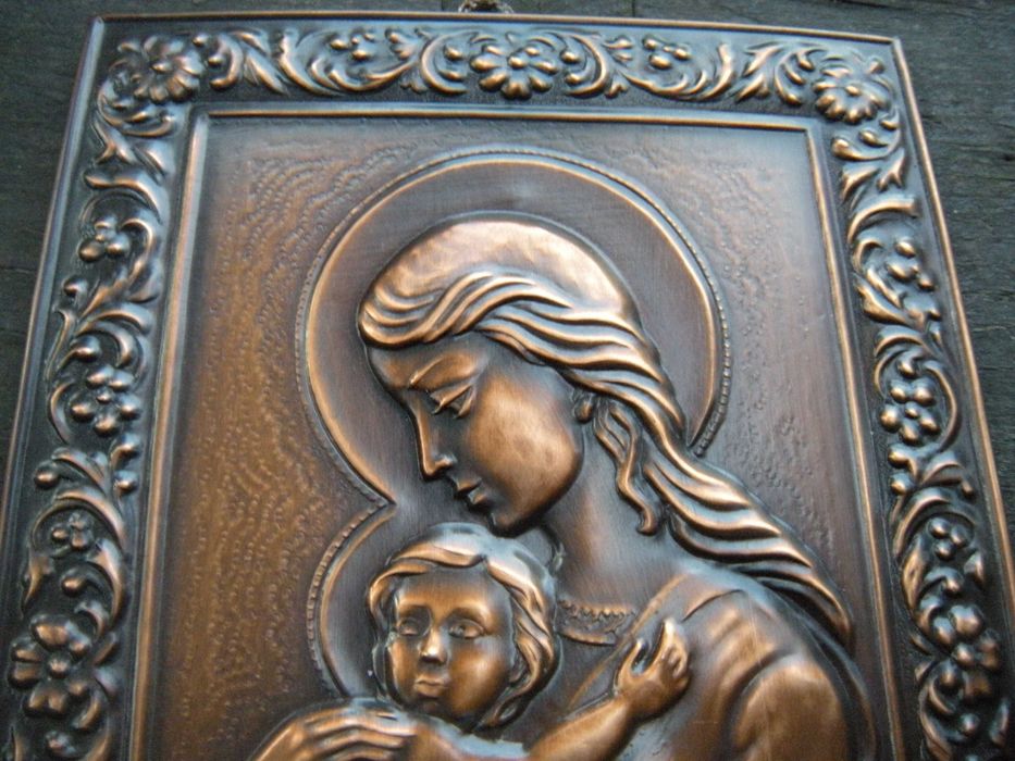 Stary święty obrazek ikona św Matka Boska Boża Jezus Jezusek Maryjka ...