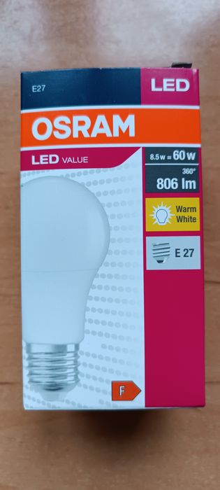 Лампа світлодіодна OSRAM LED VALUE A60 8,5W=60W 806Lm 2700К E27: 40 грн. - Освещение Львов на Olx