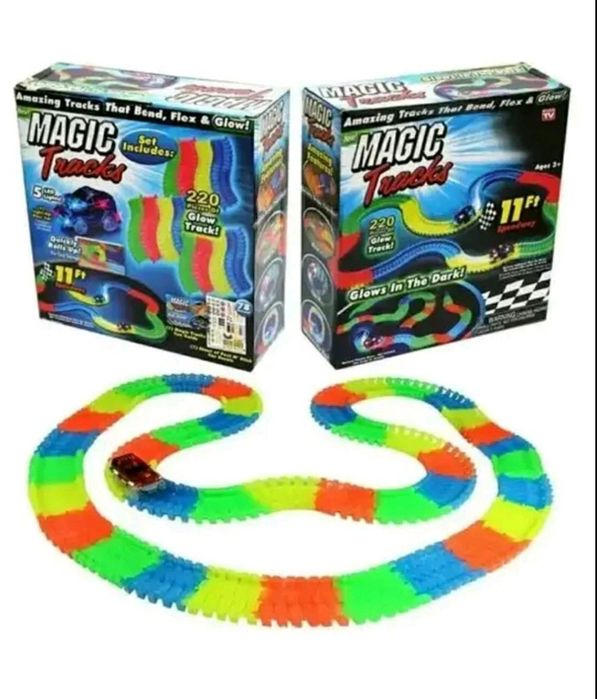 Гоночний трек Magic Tracks Mega Set на 220 деталей, гнучка дорога: 270 ...