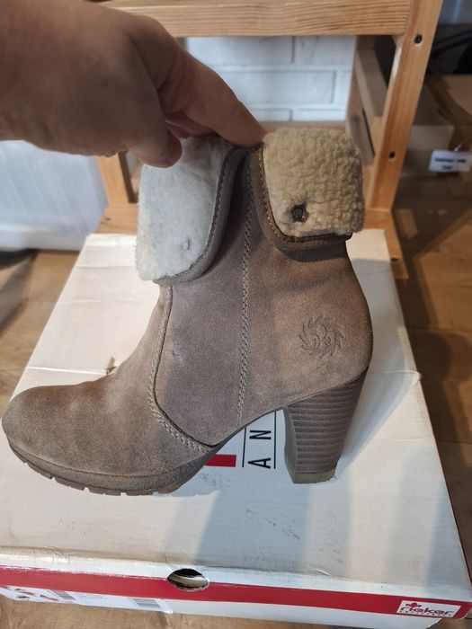 Rieker skórzane ocieplane botki 37 Kraków Podgórze • OLX.pl
