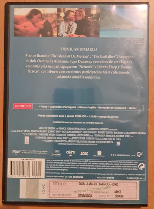 Filme DVD original Don Juan DeMarco Cacém E São Marcos • OLX Portugal