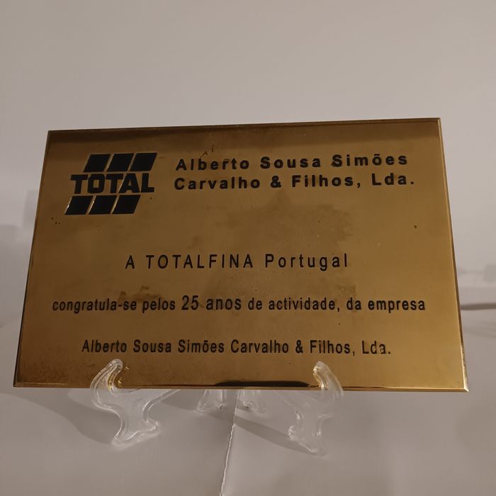 Antiga e rara placa 25 anos TOTAL FINA Ansião • OLX.pt