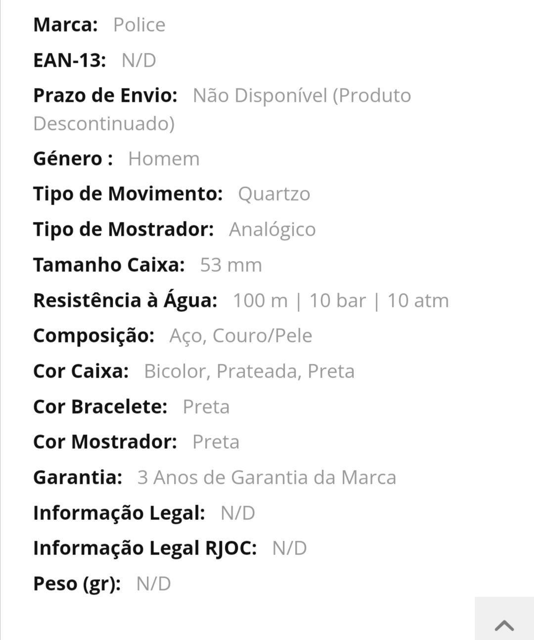 Relógio Police Python Mostrador Preto Novo Sé • Olx Portugal 