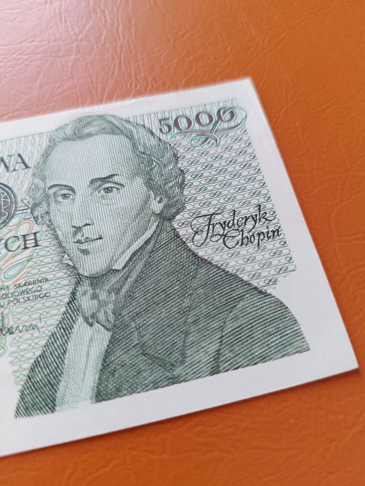 PRL 5000 zł Chopin Szopen ser. EA 1988 r. Stan dobry sztywny Nuty ...