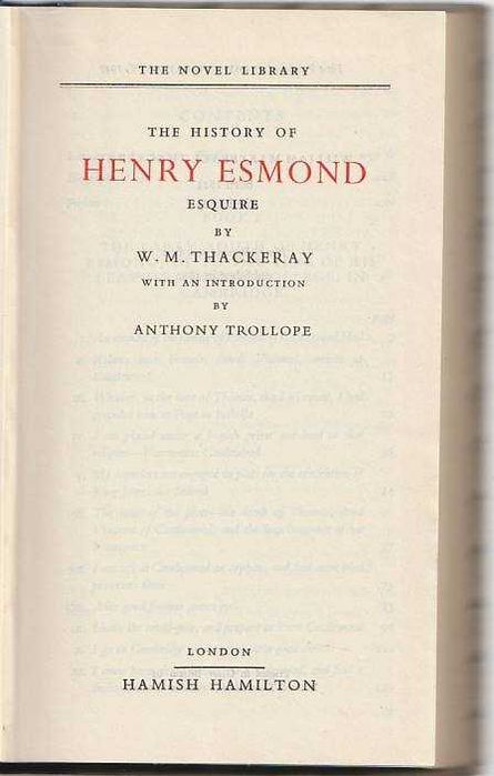 The history of Henry Esmond, Esquire-W. M. Thackeray-Hamish Hamilton ...