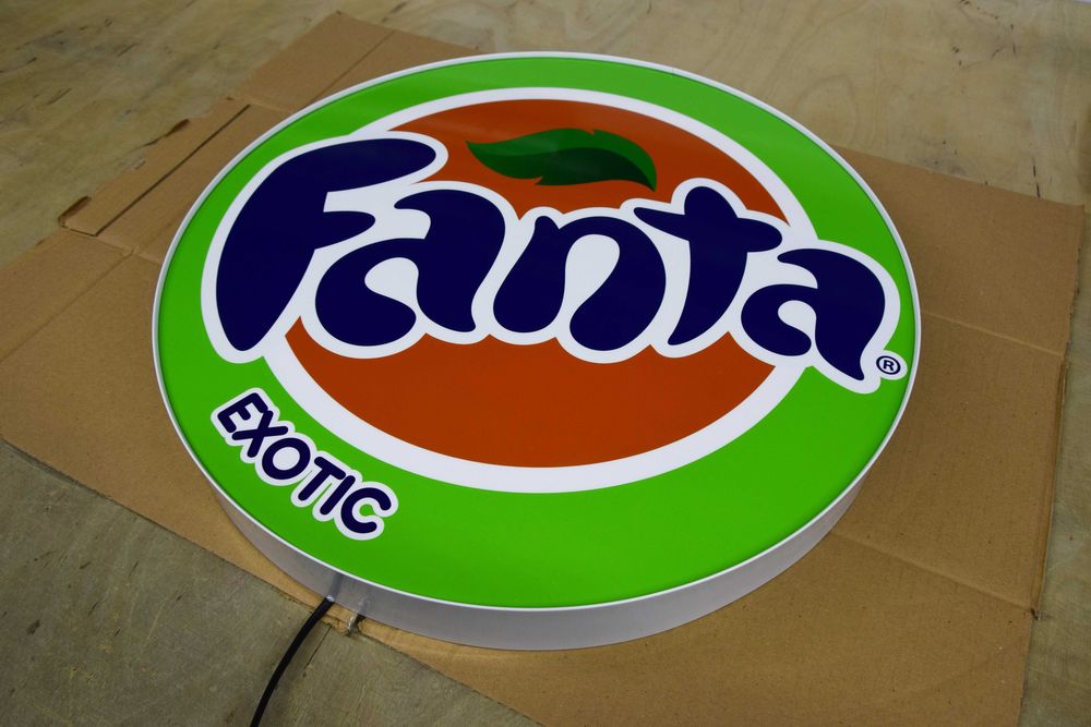 LED Neon FANTA EXOTIC, Logo, Reklama do sklepu, Podświetlany Kaseton ...