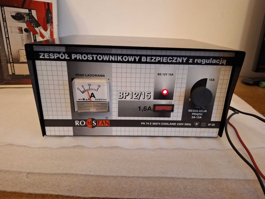 Romstan BP 12/15 polski stary prostownik transformatorowy z regulacją ...
