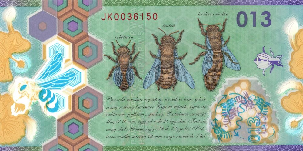 Pszczoła Miodna 013 serja JK + znak wodny kard. Wyszyński + CiD 60 ...