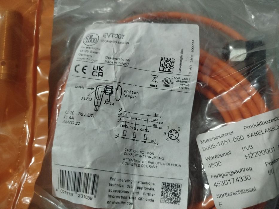 Датчик положення IFM IFT 203 + роз'єм IFM EVT 007: 1 000 грн. - Інше електрообладнання Лубни на Olx