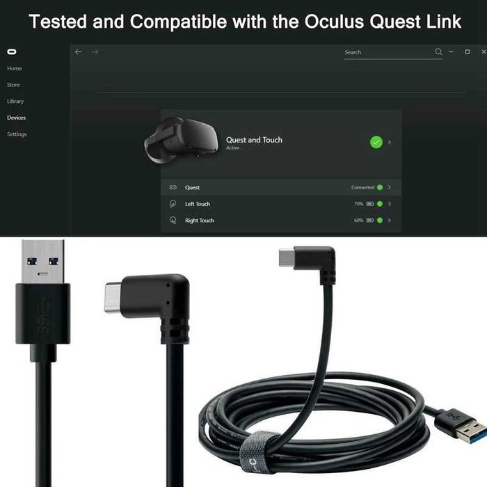 Кабель Oculus Link USB-А 3.2 - USB-С, 3 м, для Oculus Quest 1/2/3: 280 ...