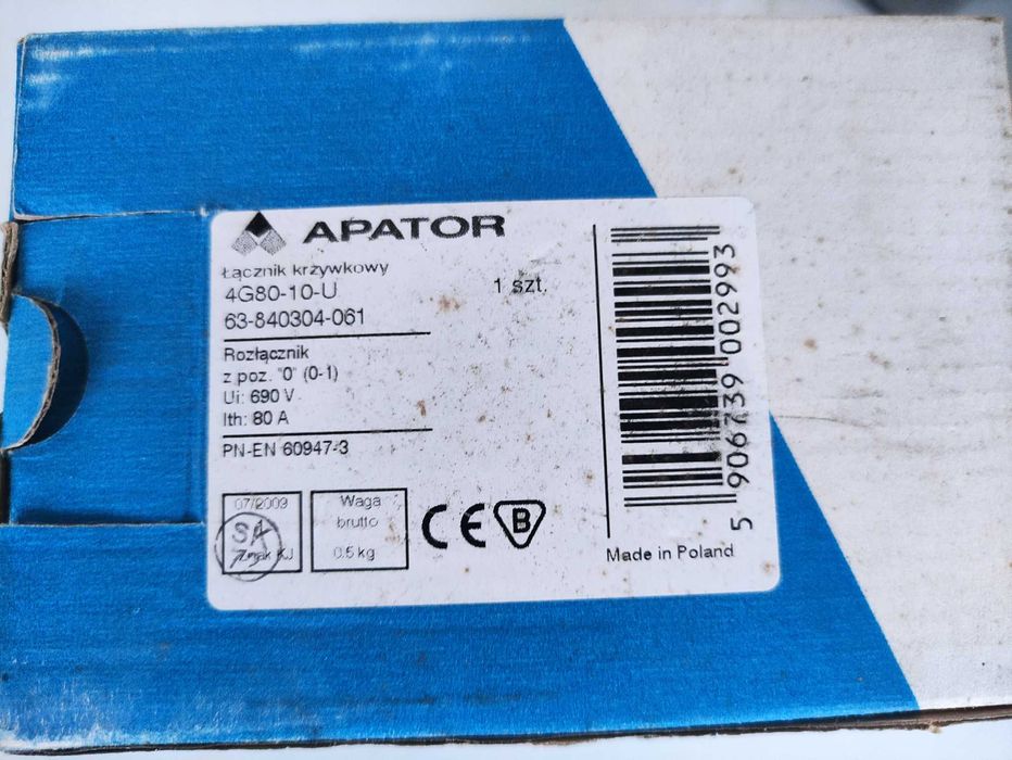 Apator Łącznik krzywkowy 80A 4G80-10-U Gdańsk Brętowo • OLX.pl