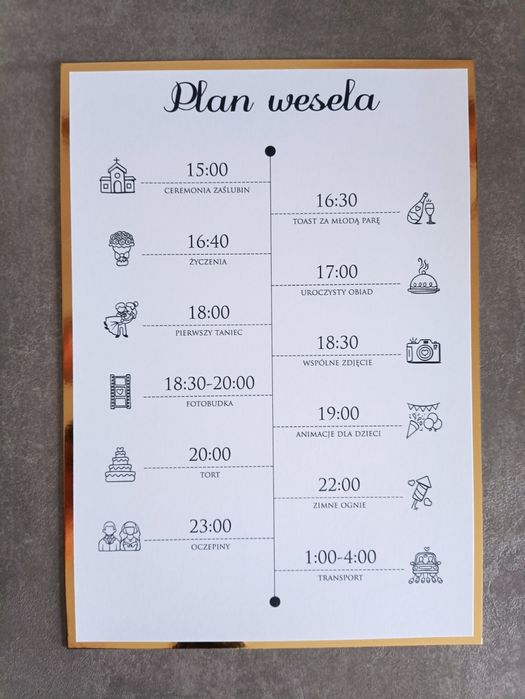Plan wesela harmonogram ślubu scenariusz program uroczystości Kępno ...
