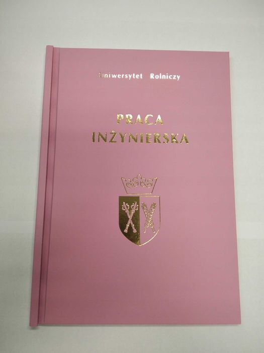 Oprawa Pracy Inżynierskiej Kraków z LOGO Różowy Kraków Prądnik Biały ...