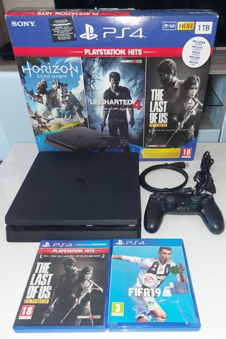 Ps4 slim 1 TB Com caixa +1 Comando Original + The Last Of us e Fifa 19 ...