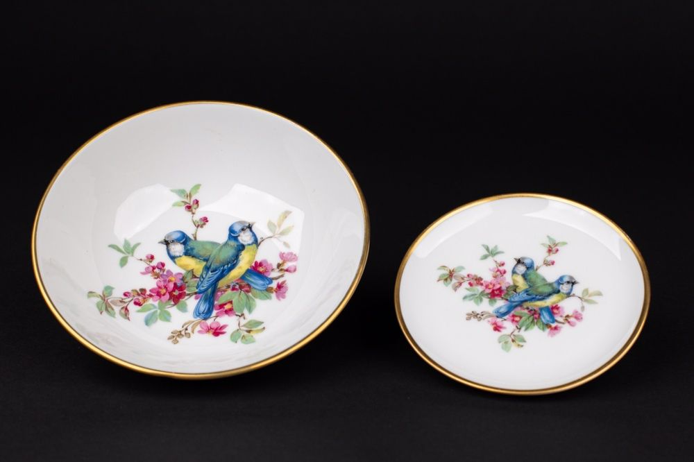 Kaiser Vogel porcelanowy komplet miseczka talerzyk sikorki ptaki ...