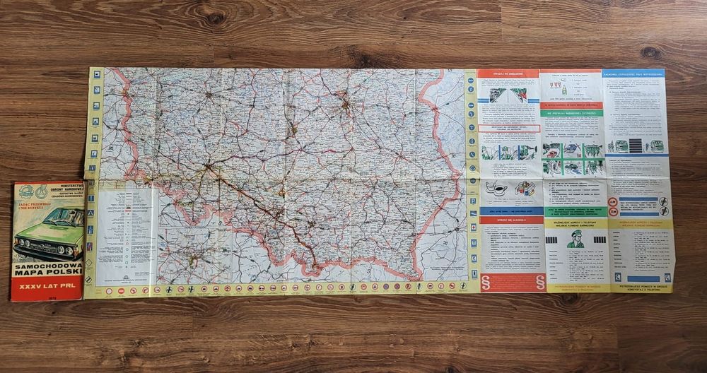 Stara mapa Polski 35 lecie prl ministerstwo obrony narodowej Wrocław ...