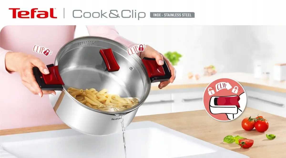 Каструля з кришкою Tefal Cook&Clip 18 см 2 л Кастрюля Тефаль с крышкой ...