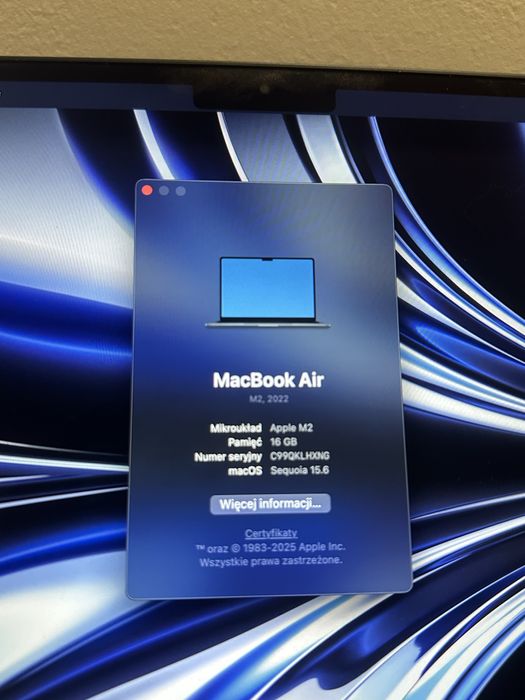 Apple MacBook Air 13,6" M2 16GB RAM 512GB Dysk macOS Północ US ...