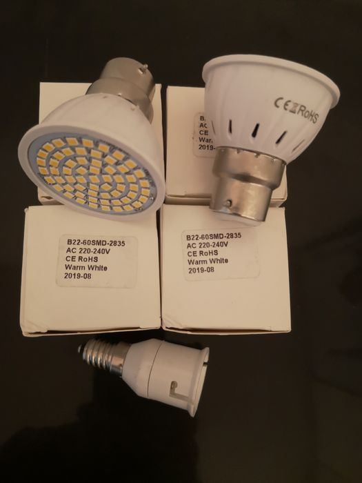 4 Lâmpadas LED 7W B22 branco quente 220-240V Ramalde • OLX Portugal