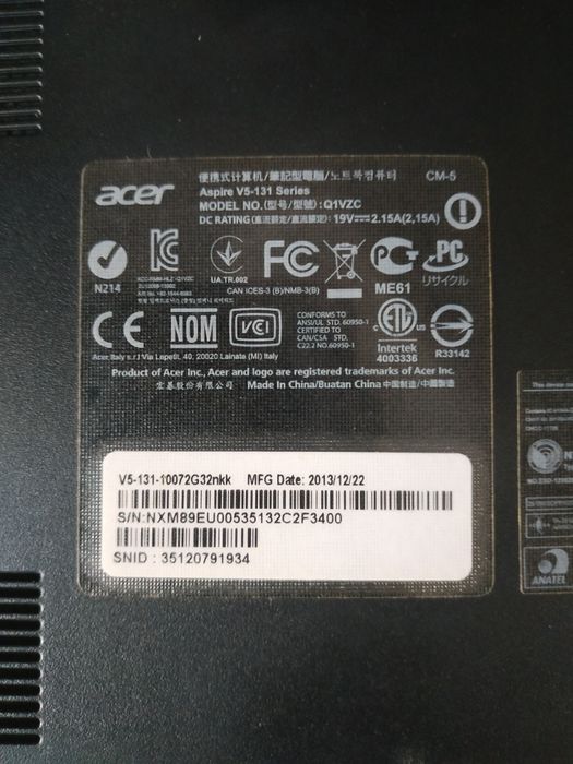Ноутбук aser aspire v5-131: 1 500 грн. - Ноутбуки Николаевка на Olx