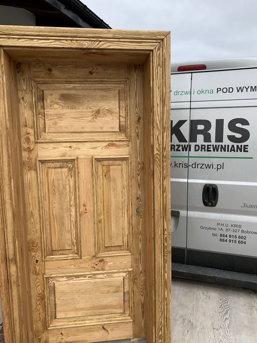 Drzwi wewnętrzne drewniane sosnowe szczotkowane postarzane olejowanie ...