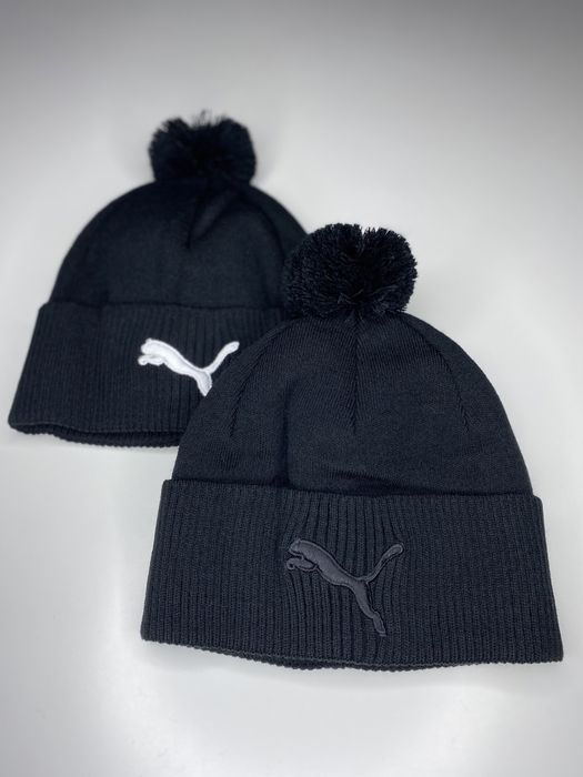 Чоловіча шапка PUMA з помпоном Пума з підворотом Мужская на флисе: 499 ...
