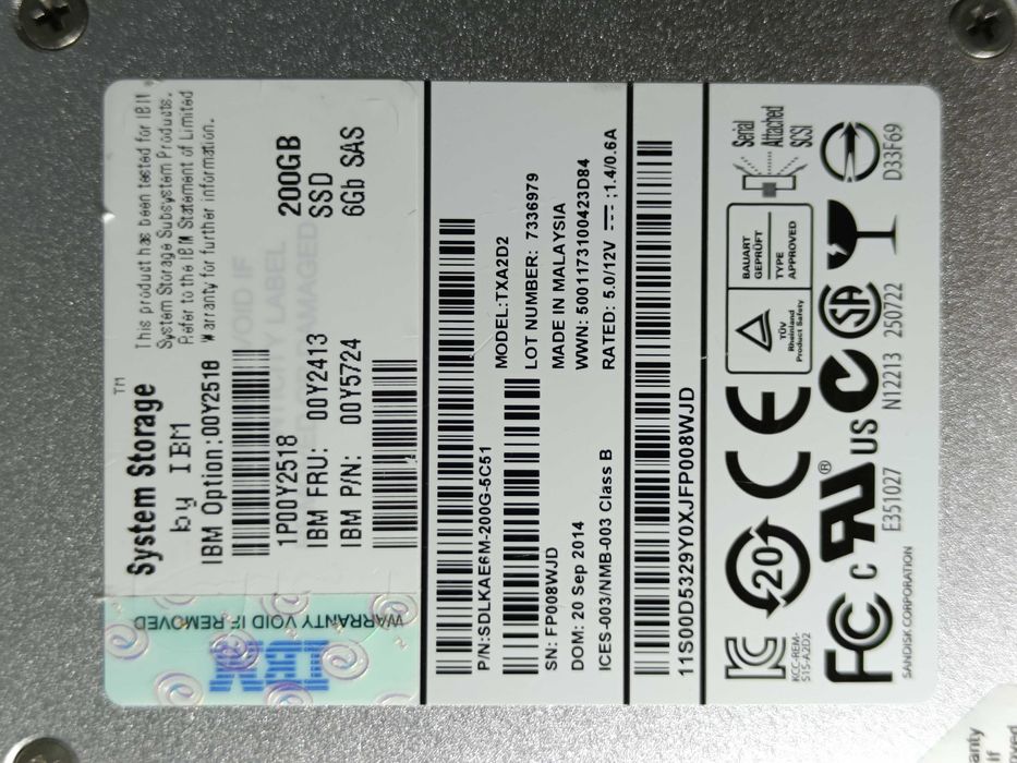 SSD диск IBM TXA2D2 SAS 200GB 6GB/s у ВІДМІННОМУ стані 99% здоровя ...
