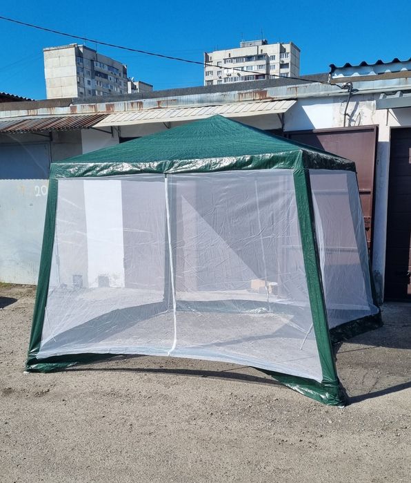 Садовый павильон с москитной сеткой и молниями 3х3м. Шатер с сеткой: 1 ...