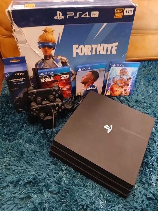 Sony Playstation 4 Pro PS4 Pro 2 pady 3 gry komplet box Wdowin-Kolonia ...