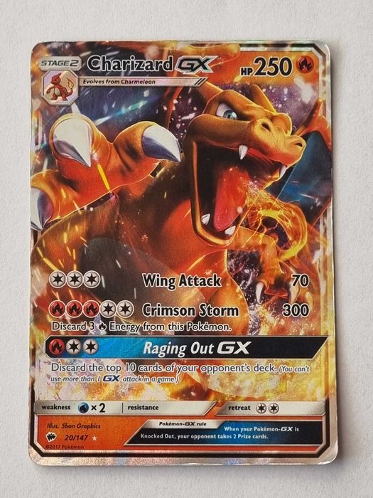 Karta Pokemon Charizard GX - 20/147 raging out GX + gratis Zoroark GX ...