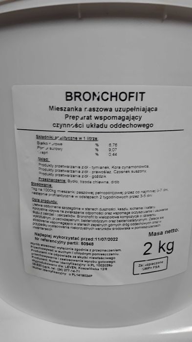BRONCHOFIT 2kg dodatek paszowy KASZEL płuca trzoda drób bydło cielaki ...