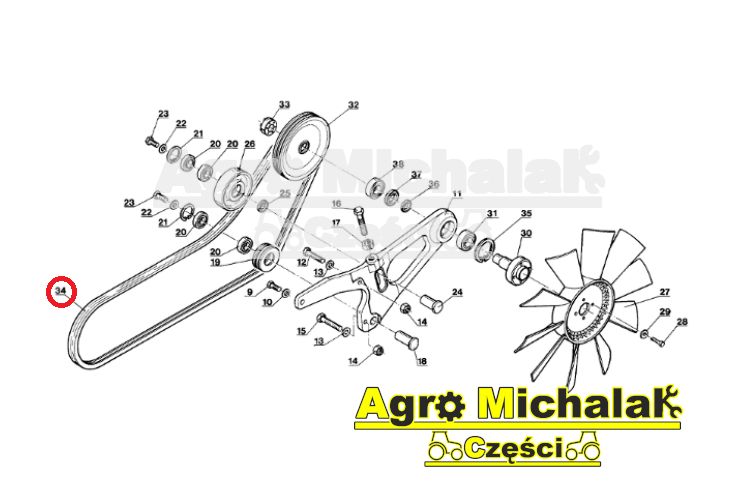 Pasek napędu wentylatora Manitou 257524 zam Grębów • OLX.pl