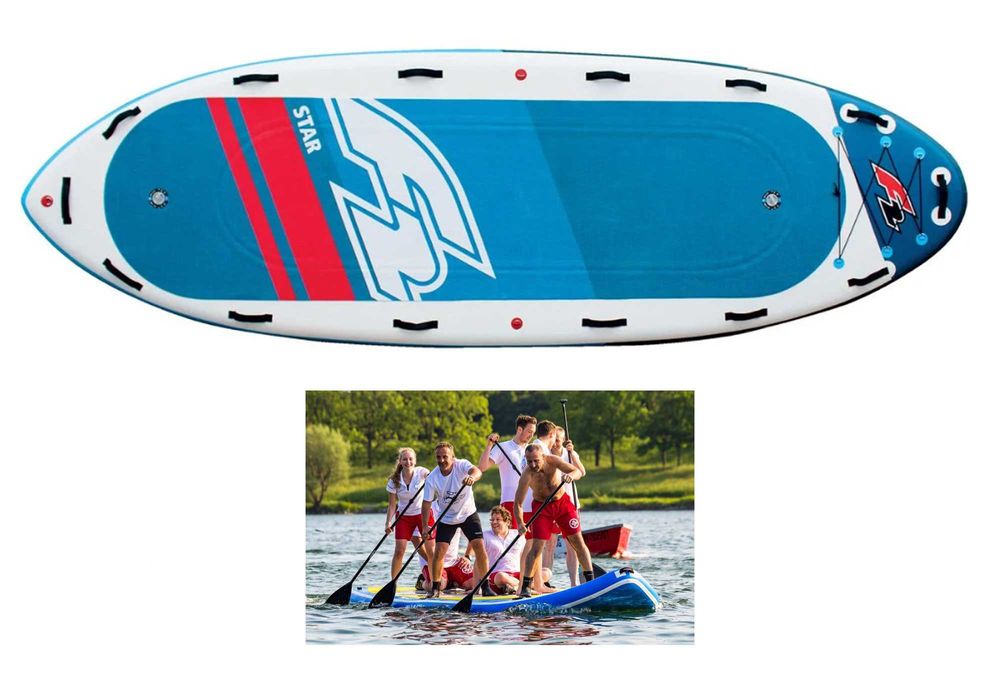 F2 SUP MEGA 477cm 2xkomora deska pływania olbrzym XXL 6os. 450kg DEMO ...