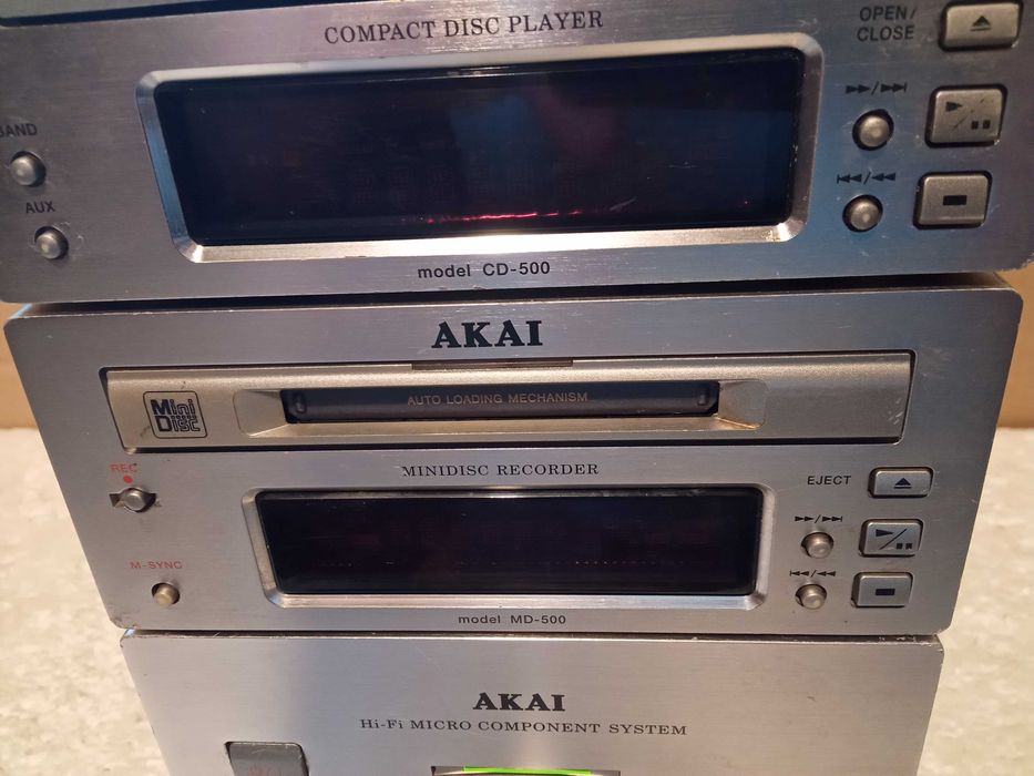 Mikro-wieża : AKAI AA-503R + MD500 + CD500 Poznań Warszawskie • OLX.pl
