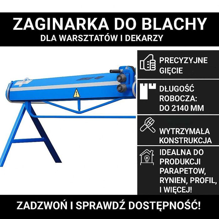 Giętarka 2,14 Zaginarka Do Blachy 0.8 Nowa Gwarancja Producent Dostawa ...
