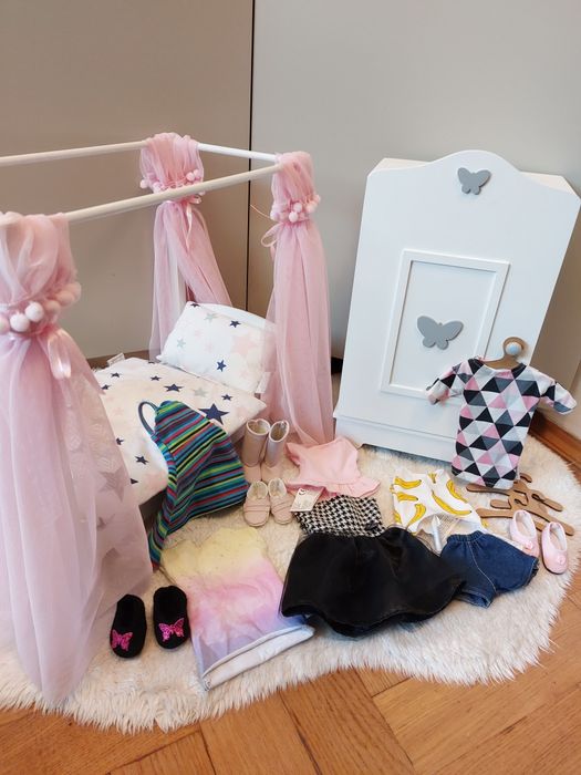 Zestaw la lalla łóżko szafa la lalla akcesoria lalka meble dla lalki ...