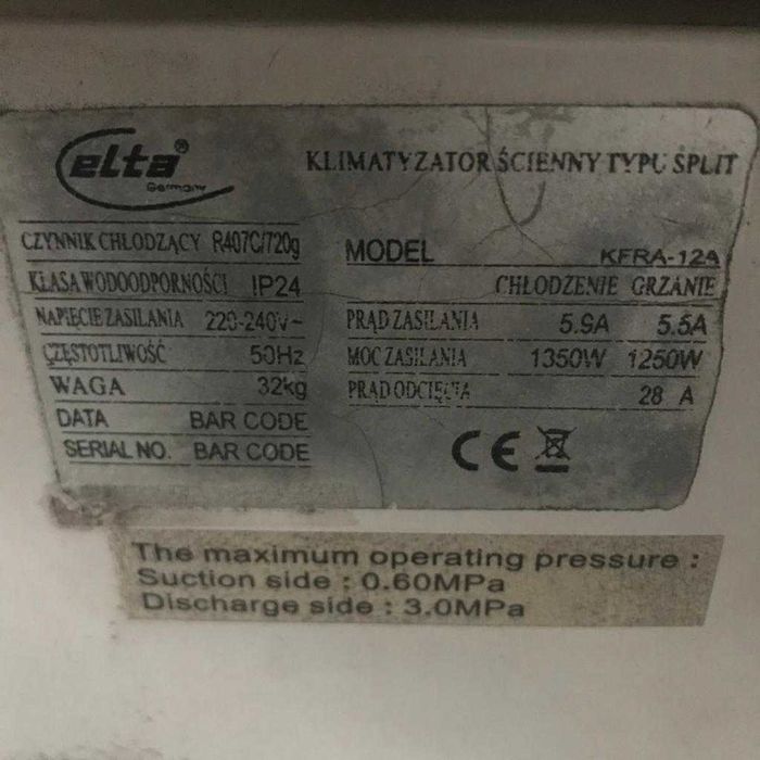 Klimatyzator ścienny ELTA KFRA - 12A Chorzów • OLX.pl