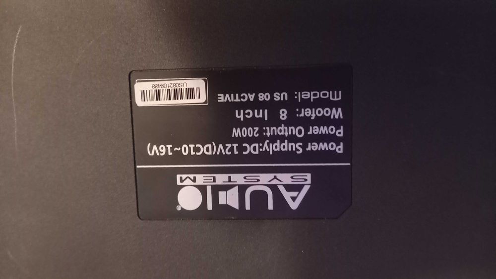 Audio System US08 ACTIVE SUBWOOFER Samochodowy AKTYWNY pod FOTEL ...