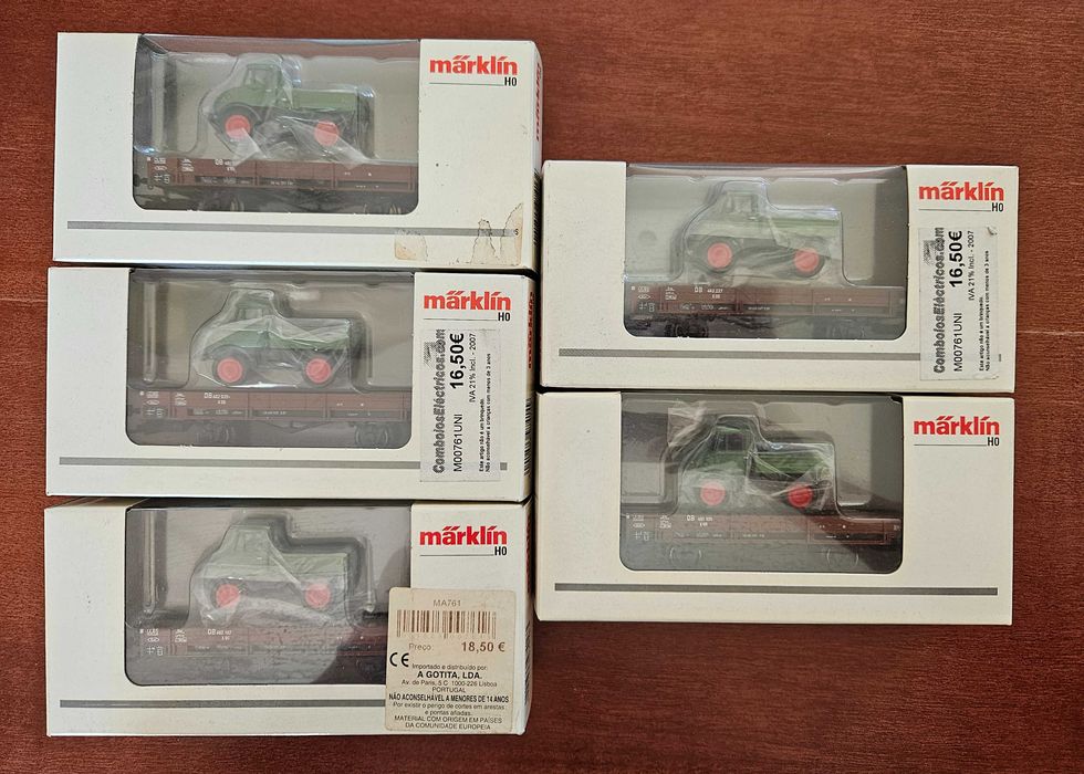 Modelismo comboios colecção - MARKLIN 00761 H0 - Vagão UNIMOG (5 sets ...