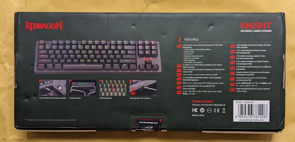 Игровая механическая клавиатура Redragon Knight K598-KNS RGB TKL: 1 520 ...