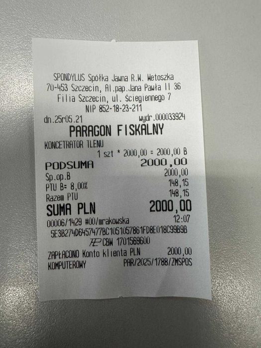 Koncentrator tlenu KSOC-5 na gwarancji Szczecin Pogodno • OLX.pl