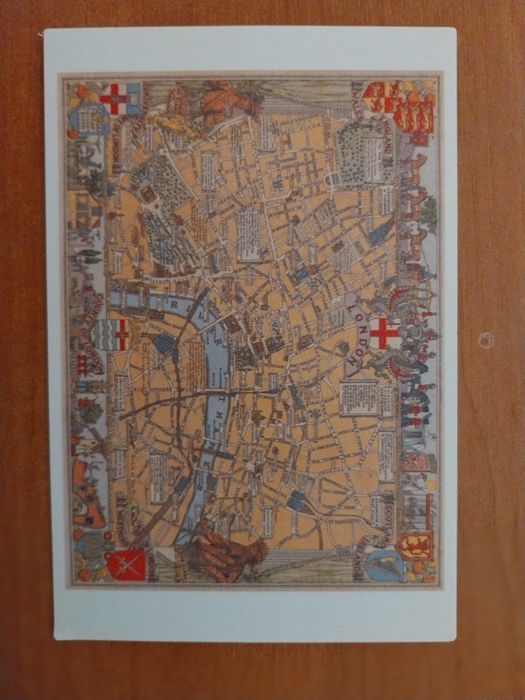 Retro widokówka "Stara mapa centrum Londynu" Ustka • OLX.pl